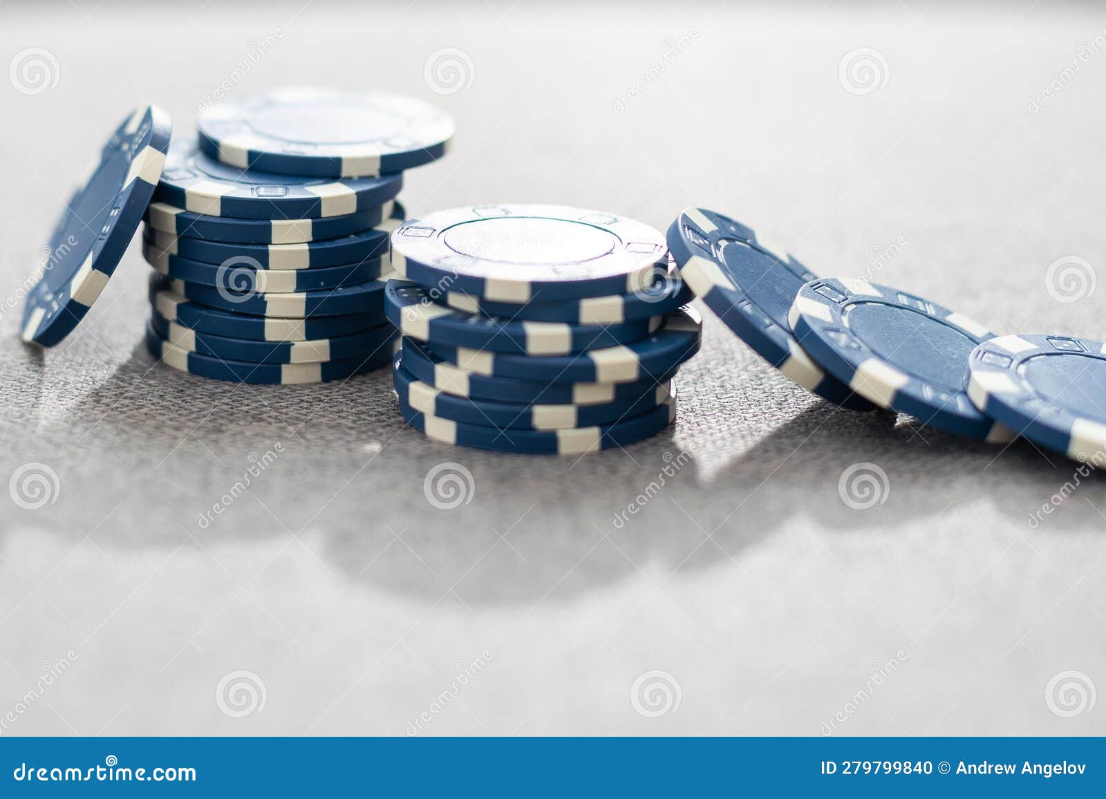 Small Stack of Blue Poker Chips, Closeup on Background Stock Photo ...