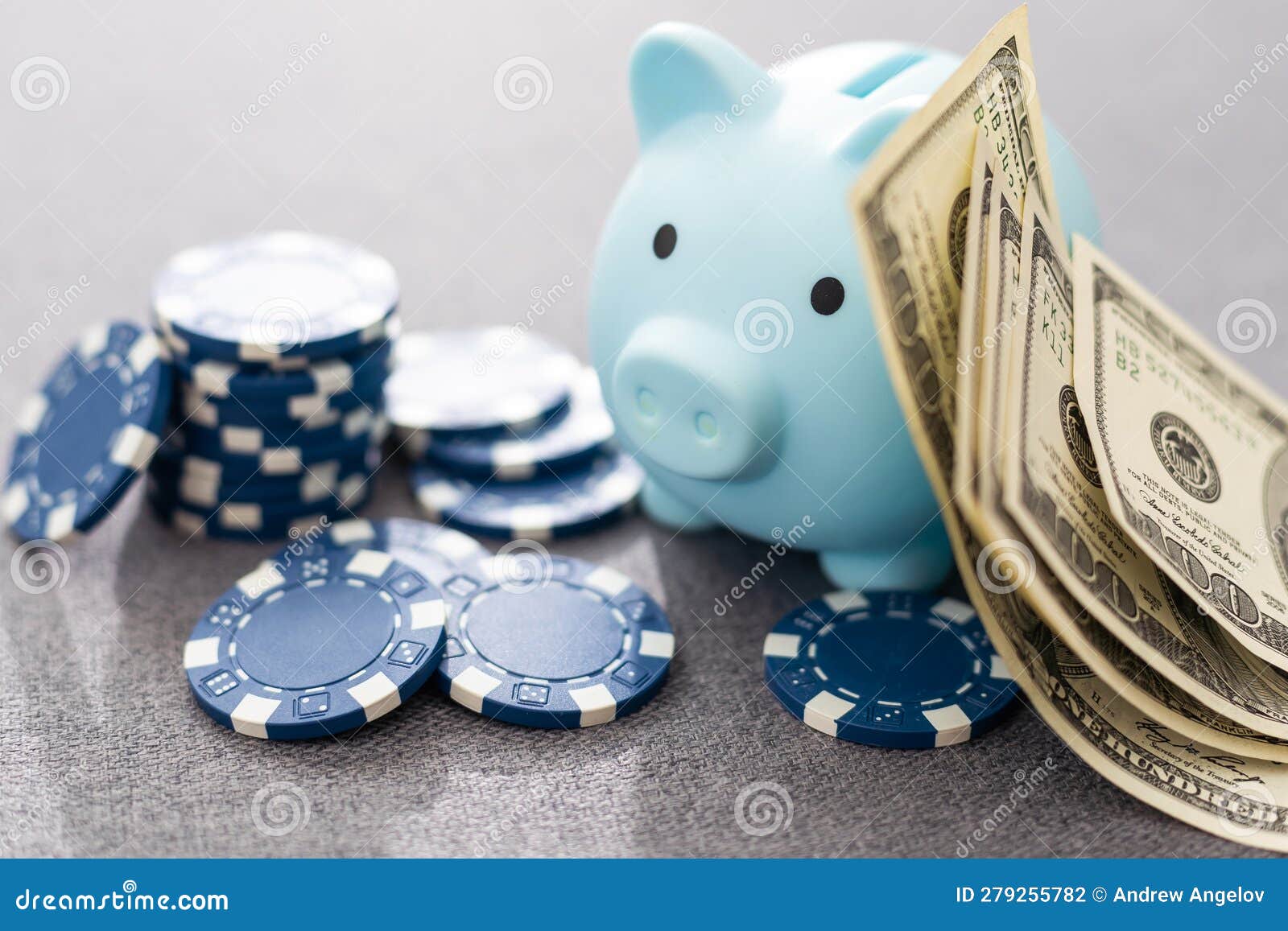 Small Stack of Blue Poker Chips, Closeup on Background Stock Photo ...
