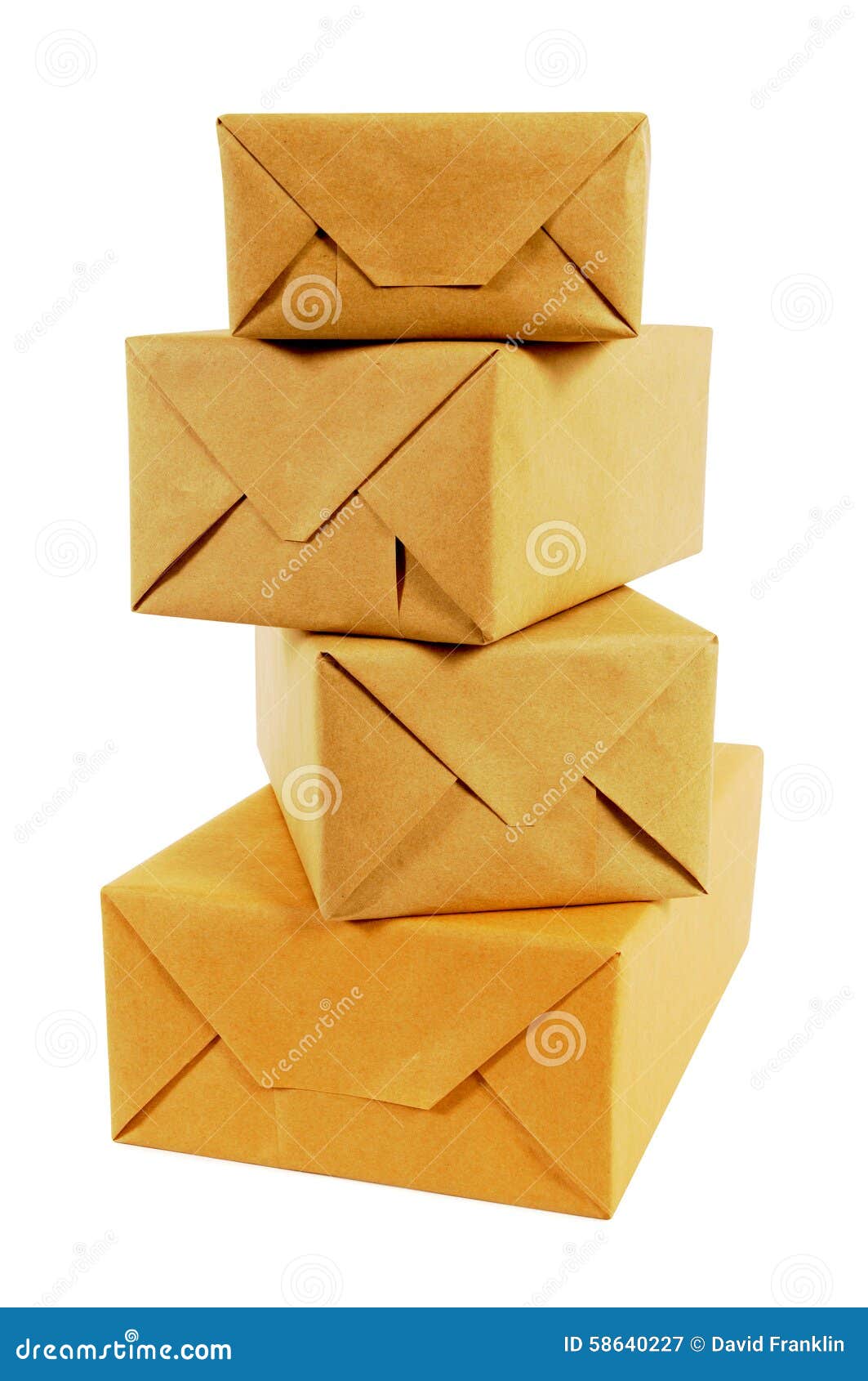 Small Stack of Wrapped Mail Packages Isolated on White Background Stock ...