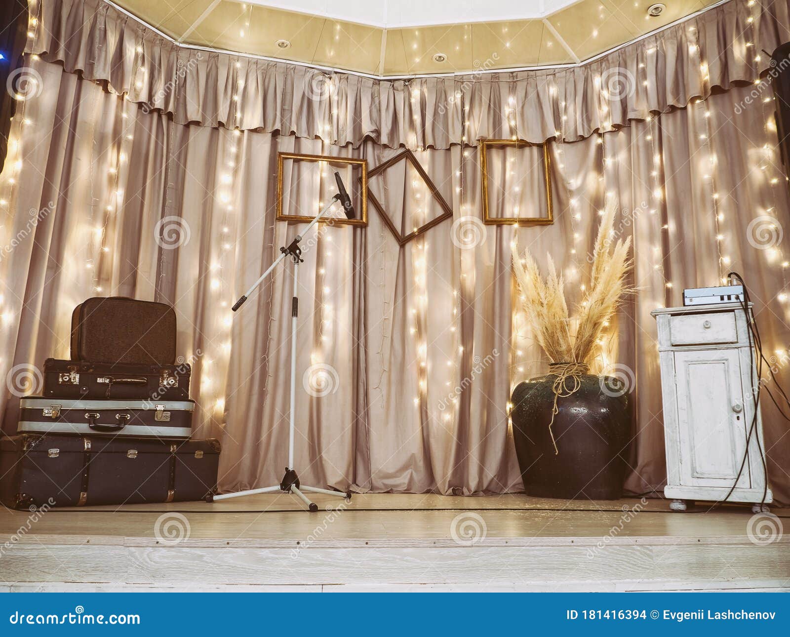 A Small Stage for Performing Musicians. with Decorative Elements Frames ...