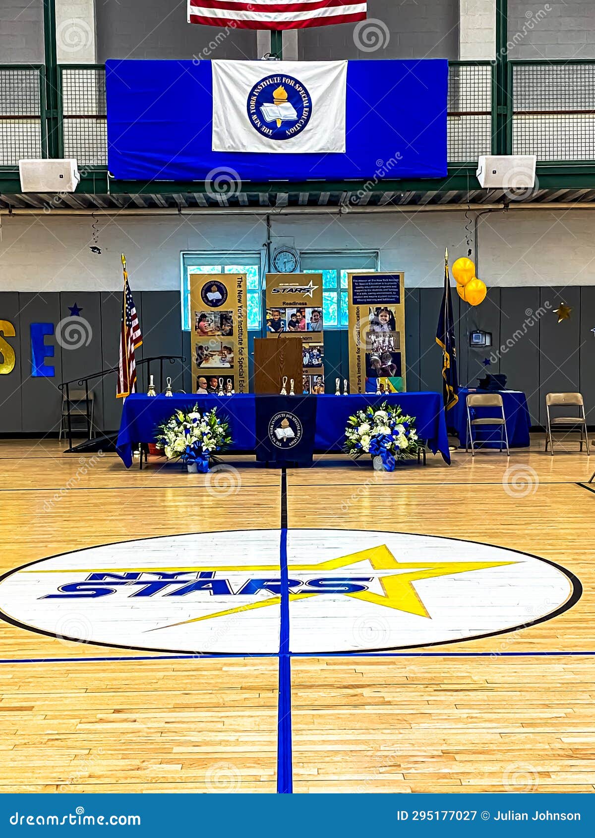 Small Stage with Table and Podium at a Graduation Ceremony. Editorial ...
