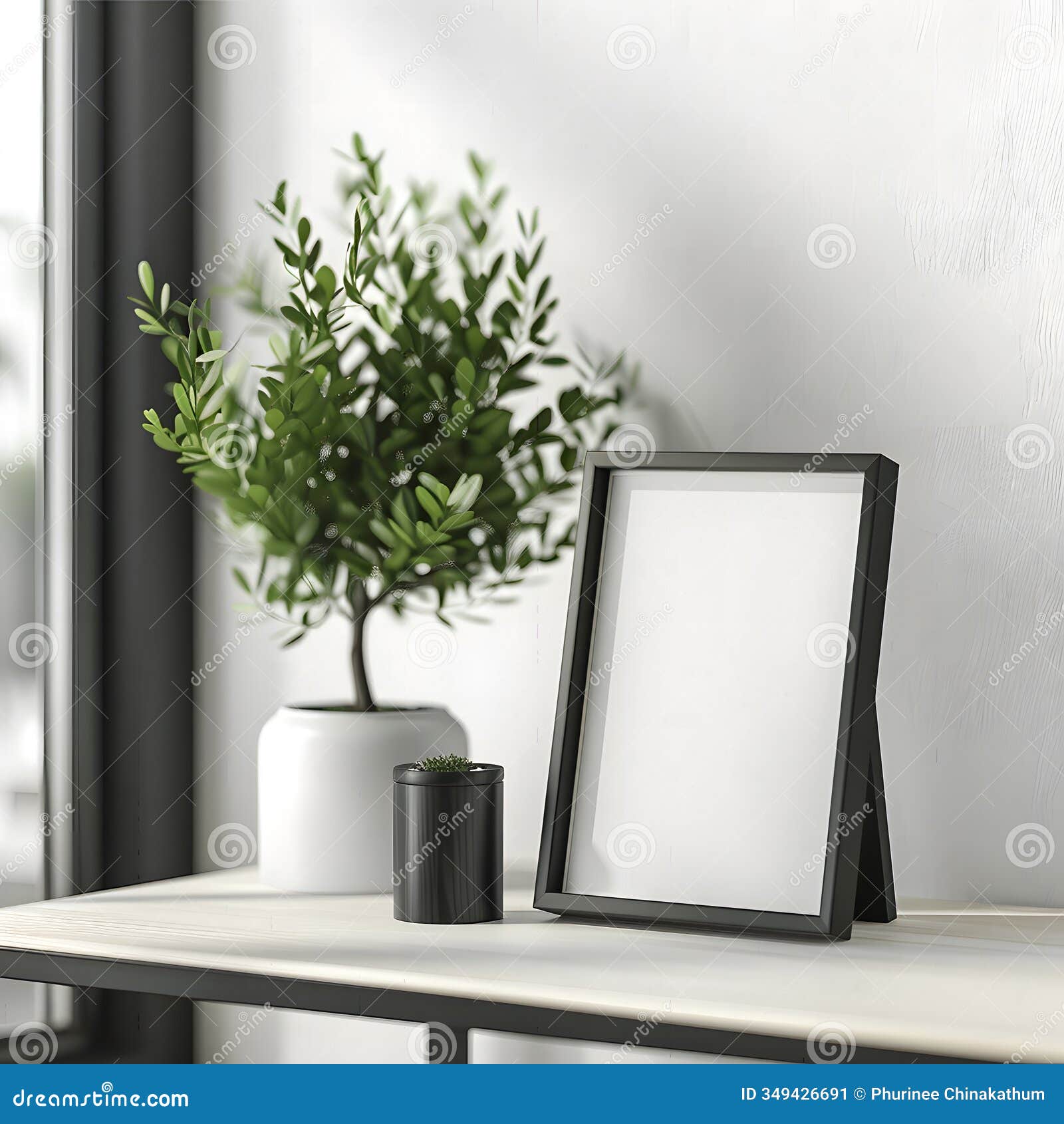 Small Standing Frame On A Table In A Clean Lounge With White Walls ...