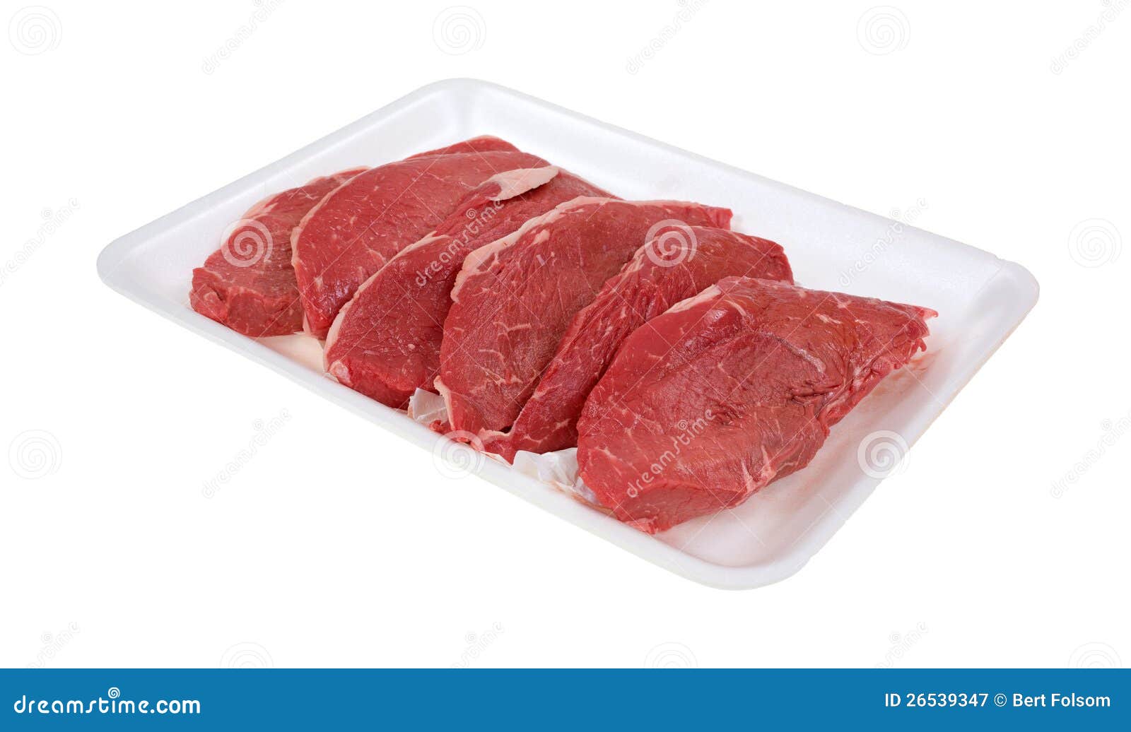 Small Steaks on White Meat Tray Stock Image - Image of foam, food: 26539347