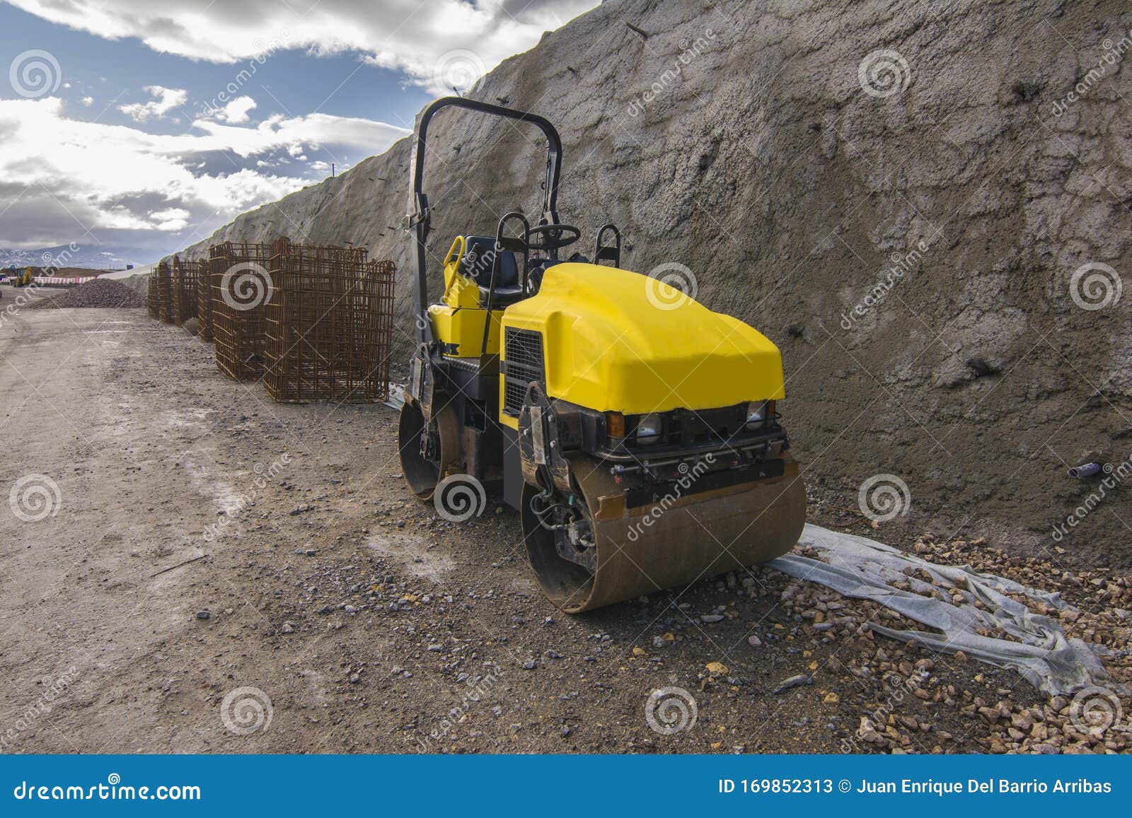 Small Steamroller Machinery in Road Construction Works Stock Image ...