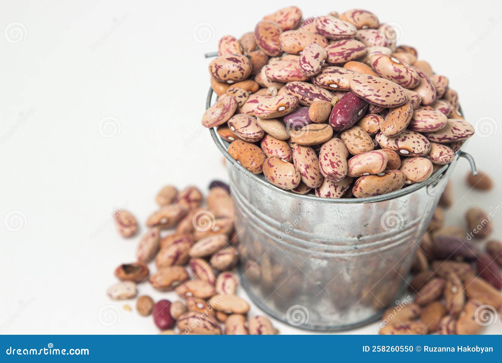Small Steel Bucket with Beans on a White Background. Stock Photo ...