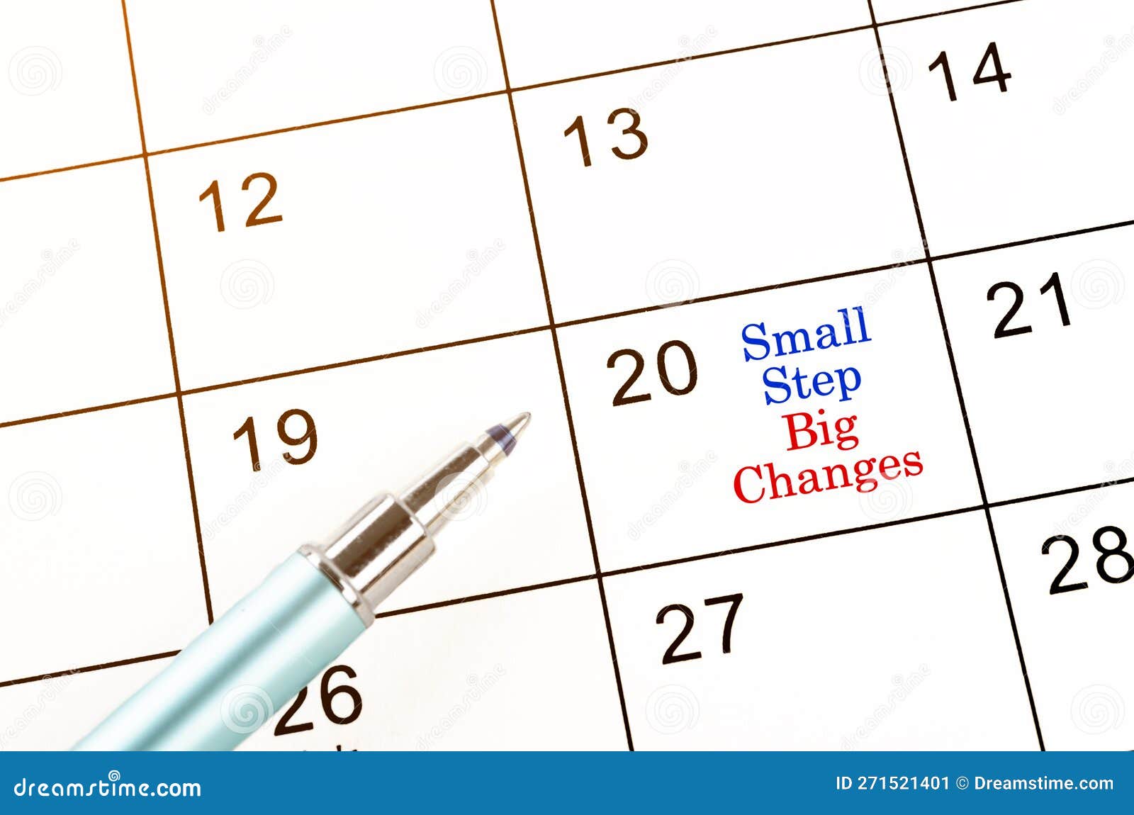 The Small Steps Big Changes Sign on Calendar Page Stock Image - Image ...