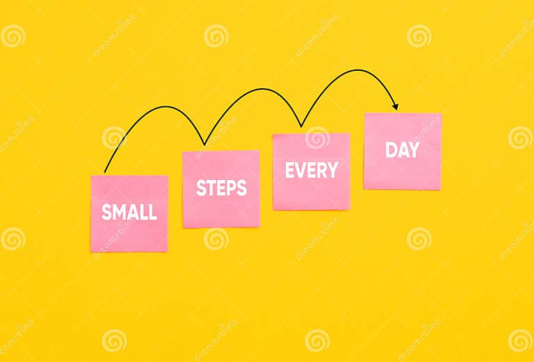 Small Steps Every Day on Stairs of Note Papers. Personal Growth ...