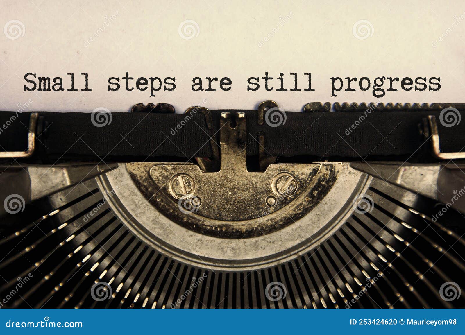 Small Steps are Still Progress Text Typed on an Old Vintage Typewriter ...