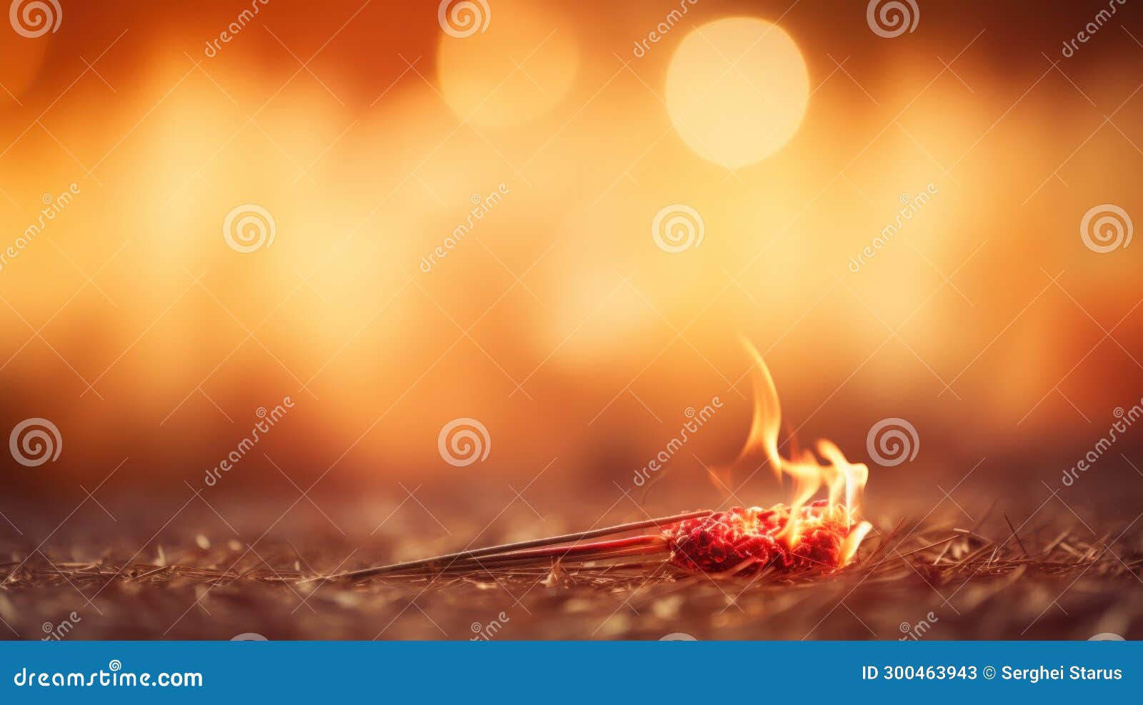 A Small Stick of Fire on the Ground with a Blurry Background, AI Stock ...