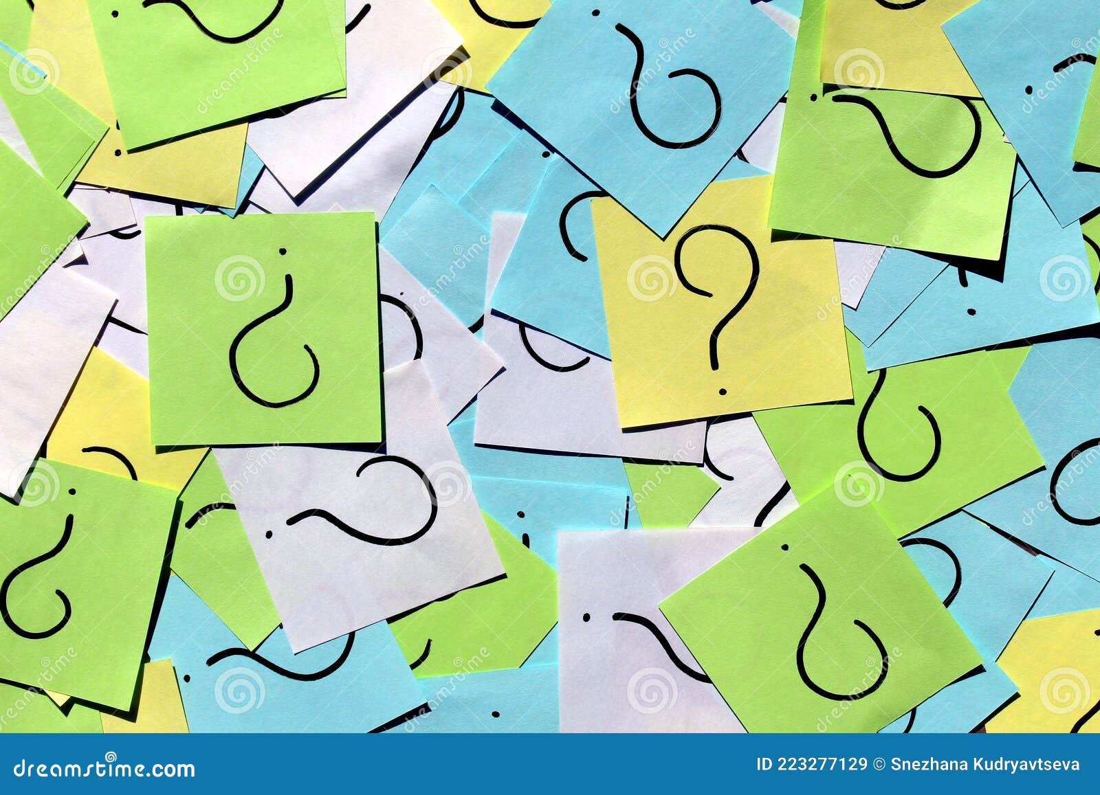 Small Stickers with a Question Mark are Scattered on the Surface Stock ...