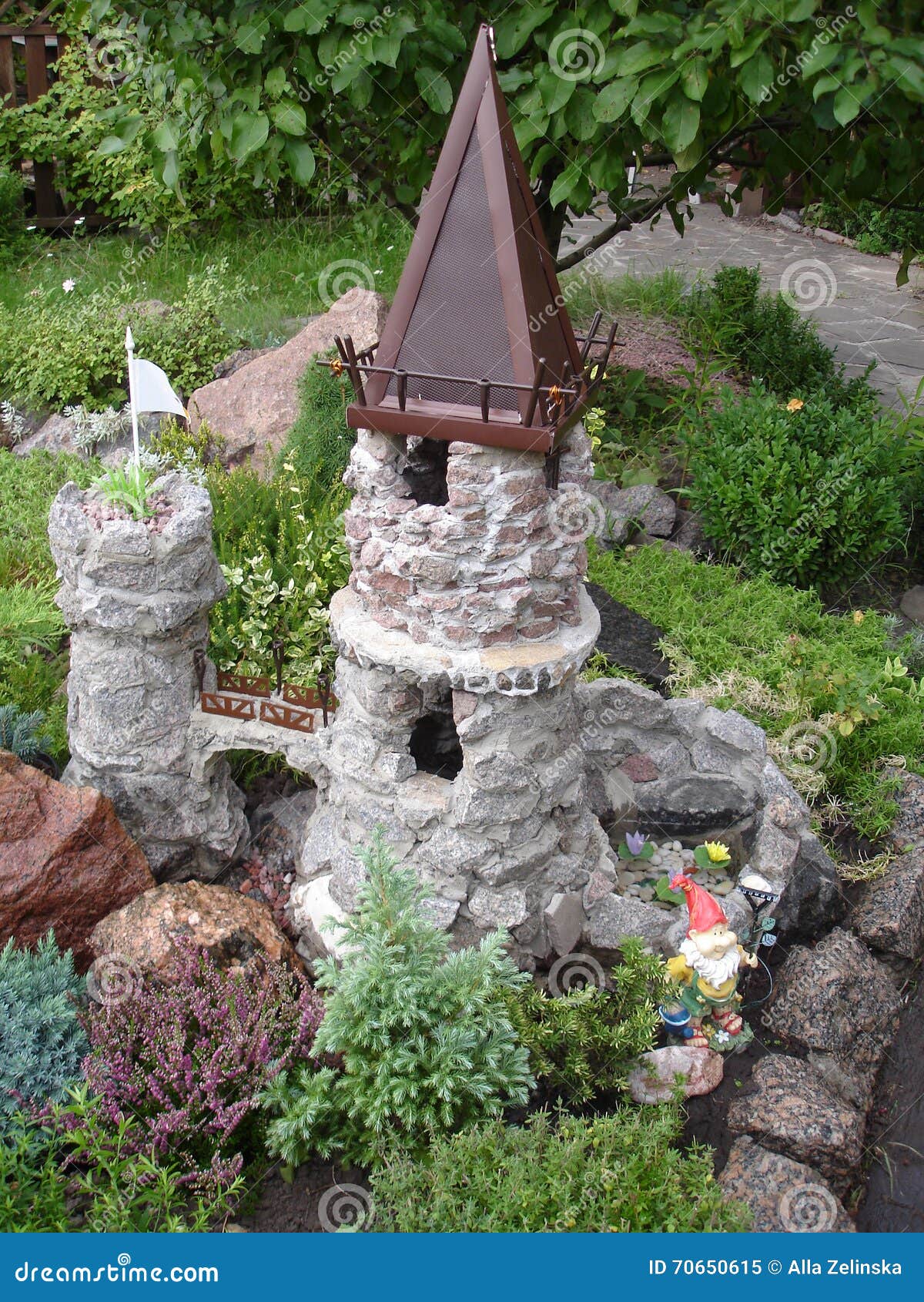 Small Stone Castle on the Alpine Hill Stock Image - Image of blossoms ...