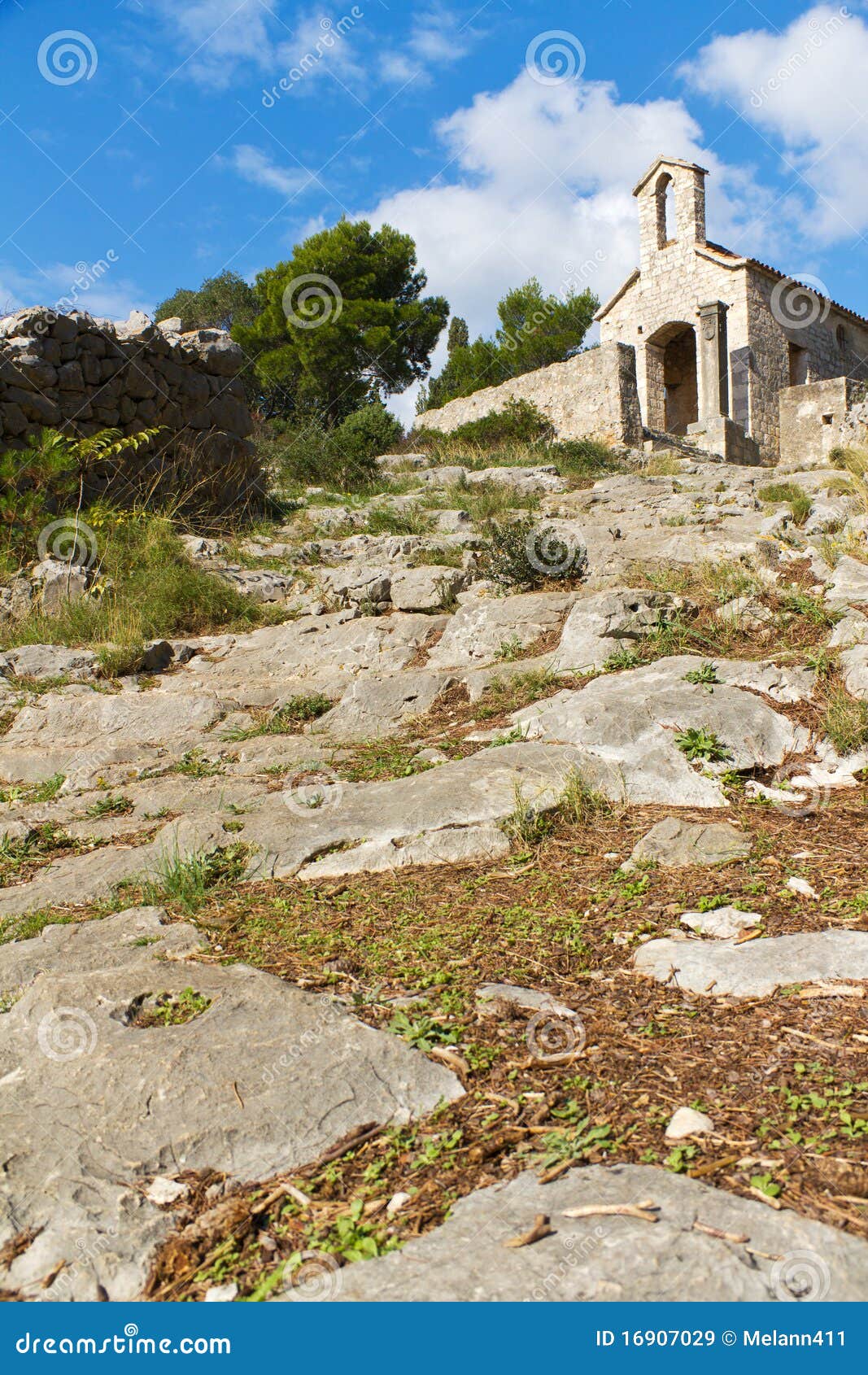 Small Stone Church in Hvar, Croatia Stock Image - Image of path ...
