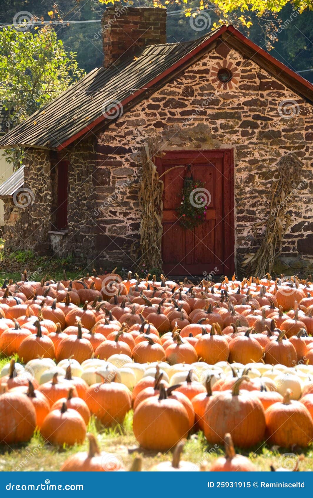 Small Stone House in Autumn Stock Image - Image of stalks, structure ...