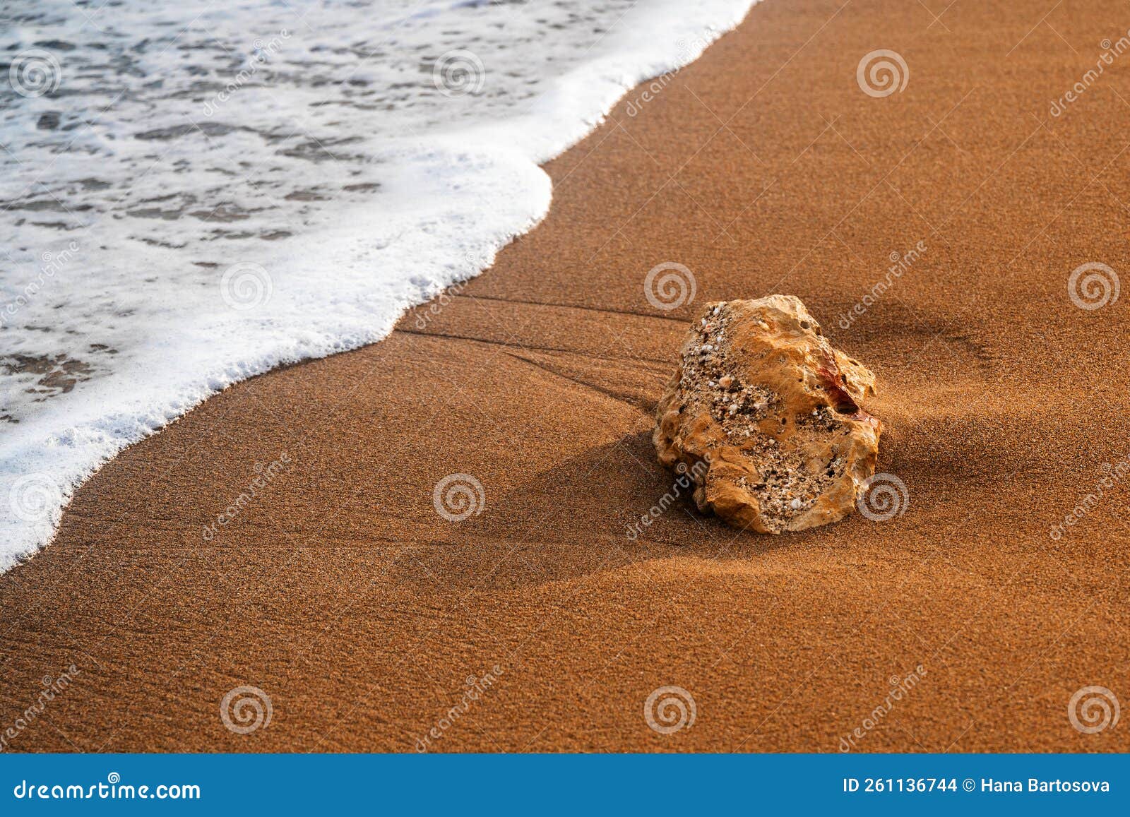 Small Stone on Sand Beach with Frothy Sea Aqua Stock Photo - Image of ...