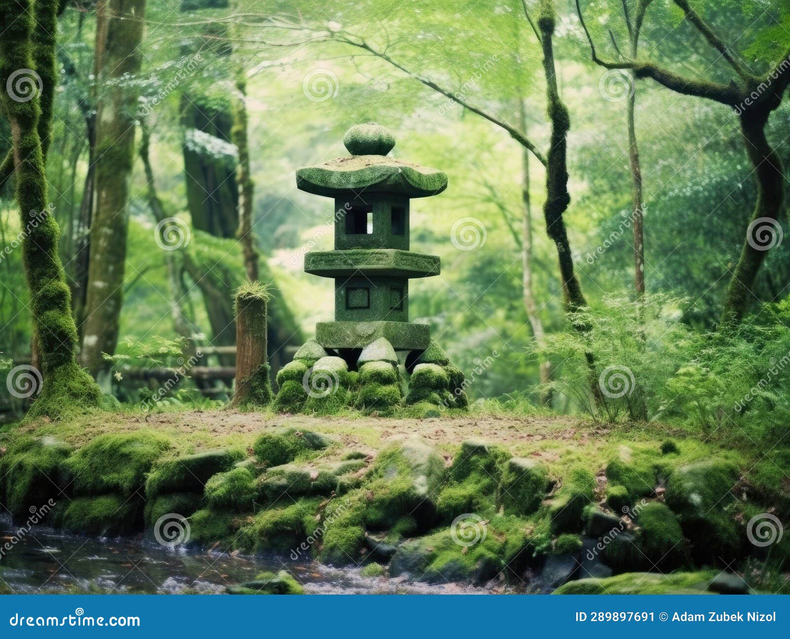 A Small Stone Structure in a Forest Stock Illustration - Illustration ...