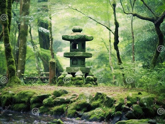 A Small Stone Structure in a Forest Stock Illustration - Illustration ...