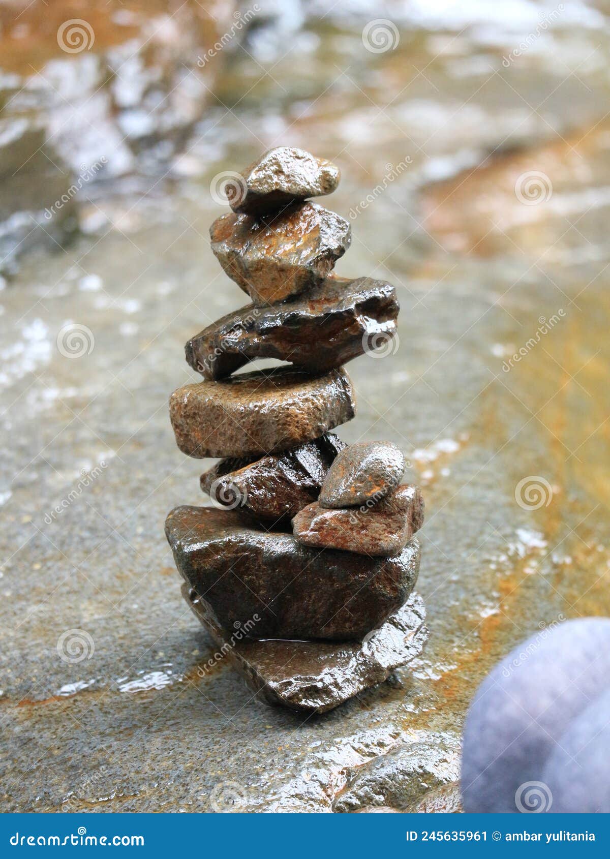 Small Stones Piled Up in the Blurry River Stock Image - Image of small ...