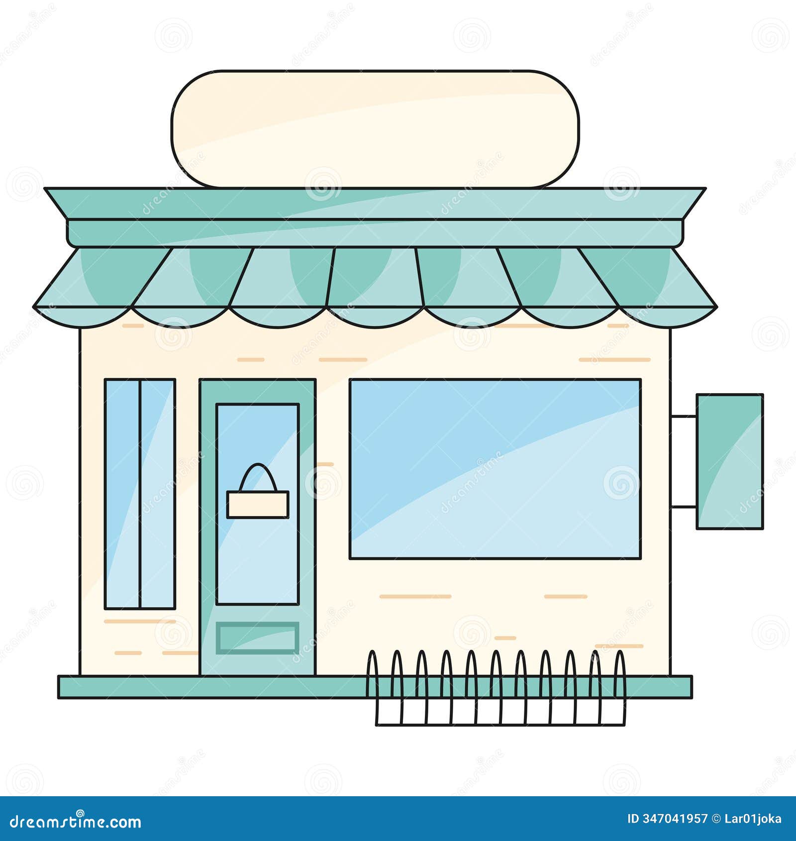 Small Storefront with Awning and Signage, Vector Stock Illustration ...