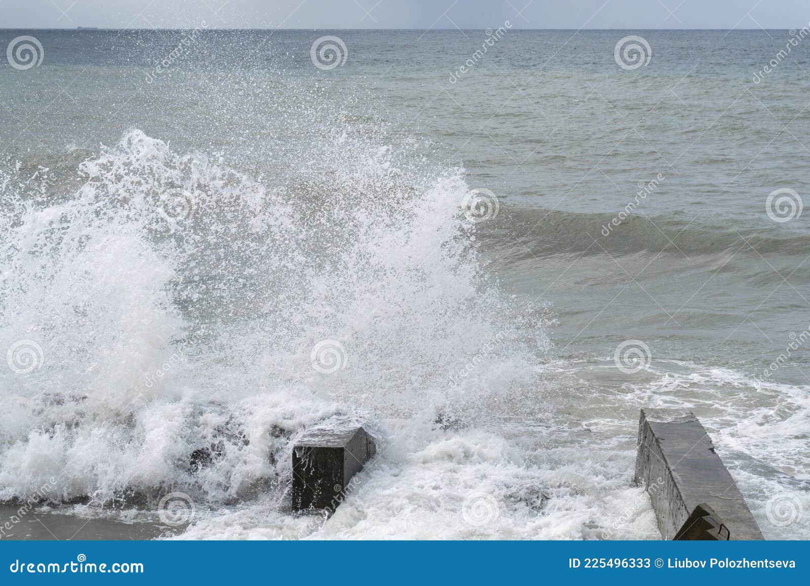 Small Storm on the Sea, Waves Hitting the Shore Stock Image - Image of ...