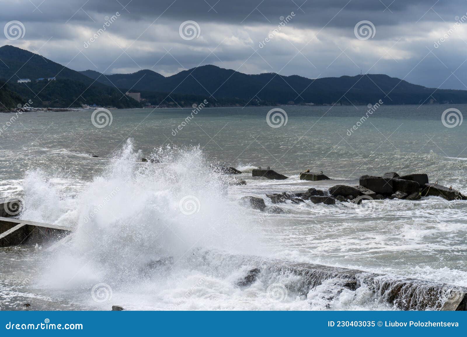 Small Storm on the Sea, Waves Hitting the Shore Stock Image - Image of ...
