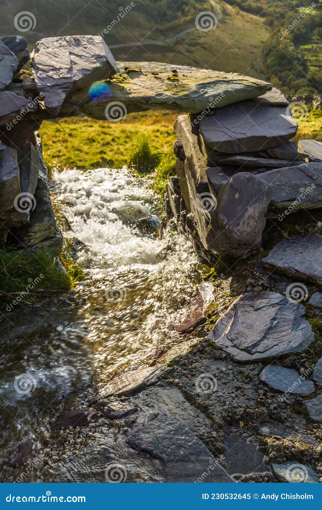 Small Stream Flooded Path after Rain Storm. Fast Shutter Stock Image ...