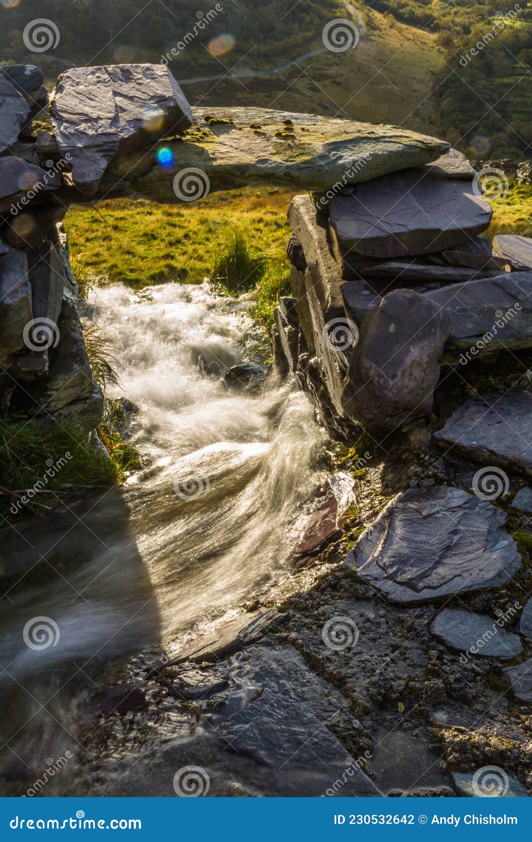 Small Stream Flooded Path after Rain Storm. Slow Shutter Stock Photo ...