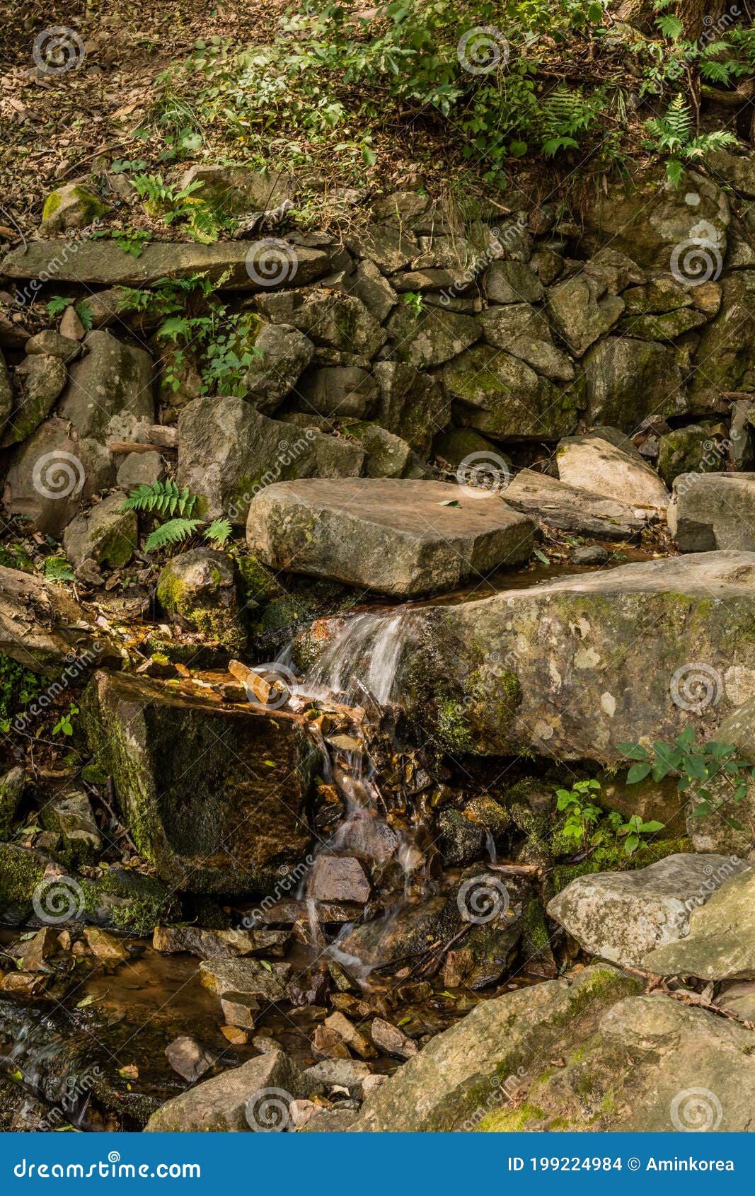 Small Stream Flowing Over Rocks and Boulders Stock Photo - Image of ...