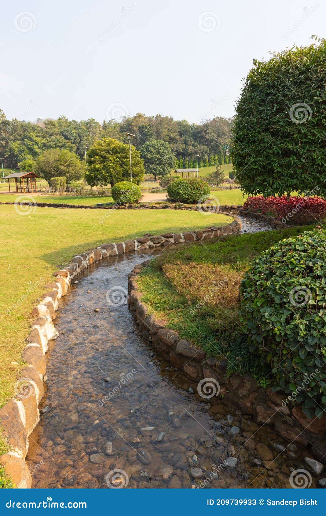 A Small Stream Flowing in a Park Stock Image - Image of tourist ...