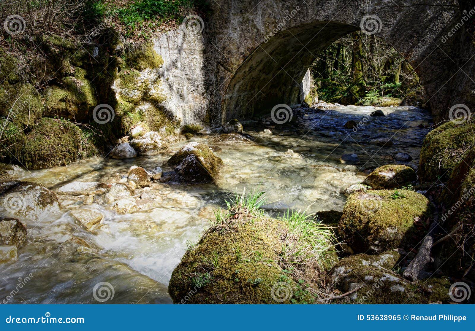 A Small Stream Under a Stone Bridge Stock Image - Image of rock, rural ...