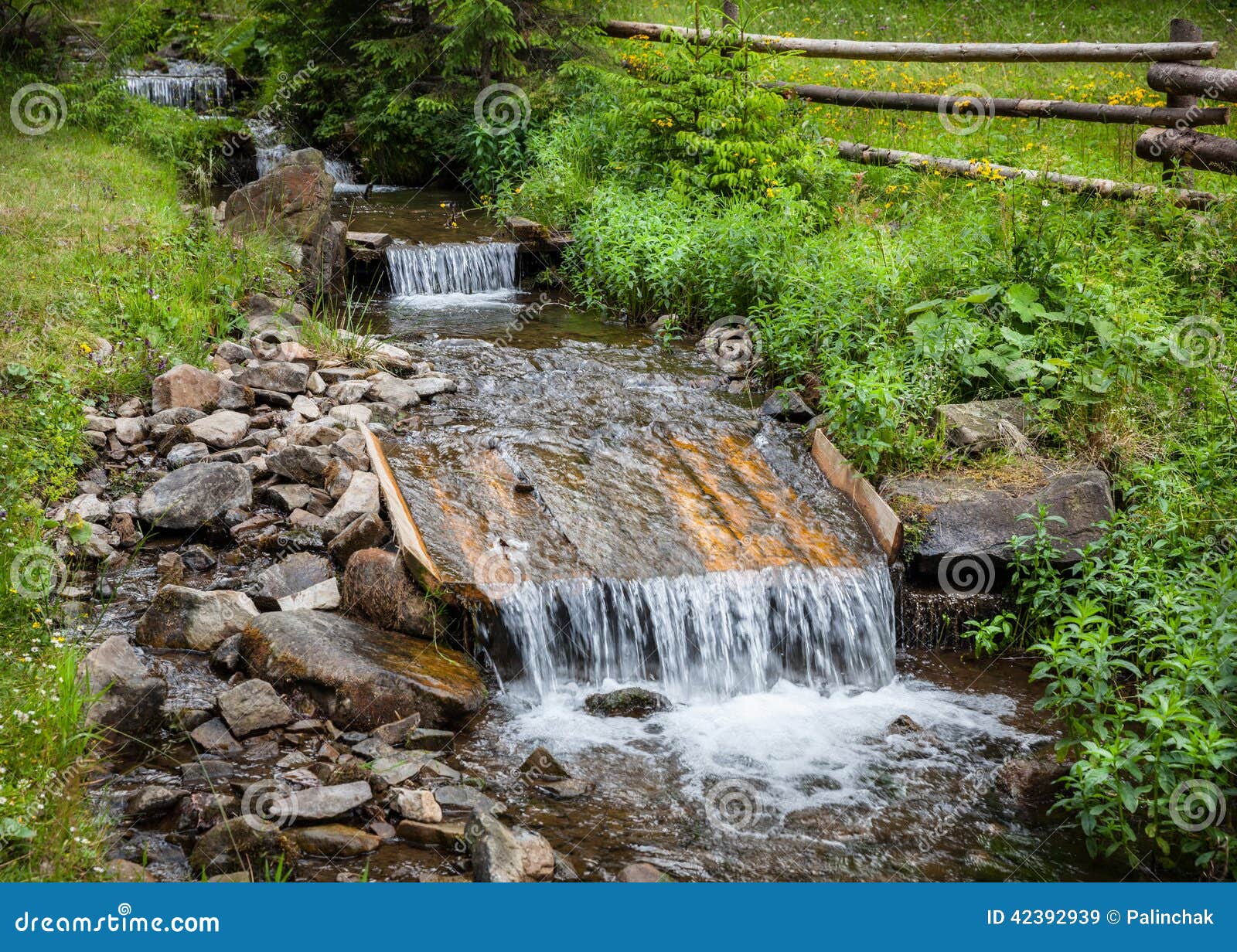 Small Stream with Water Cascade Stock Image - Image of river, fall ...