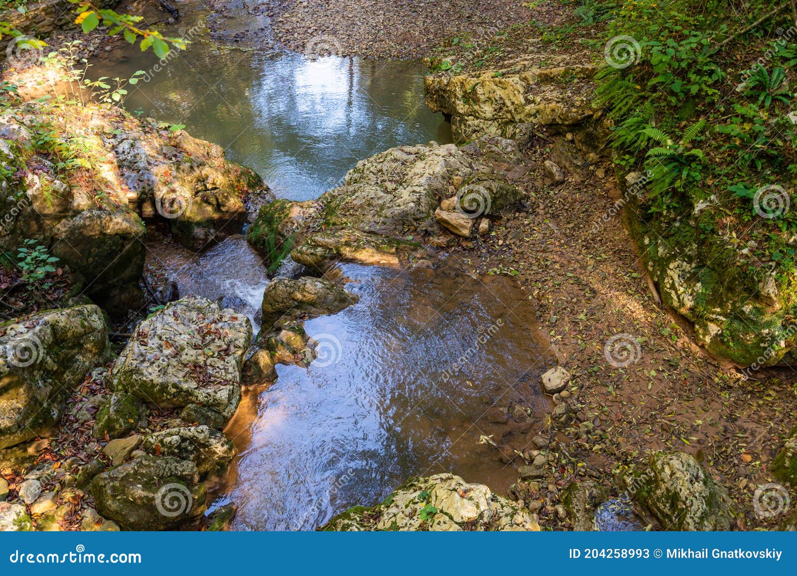 Small Streams that are the Source of the River.a Small Waterfall with ...