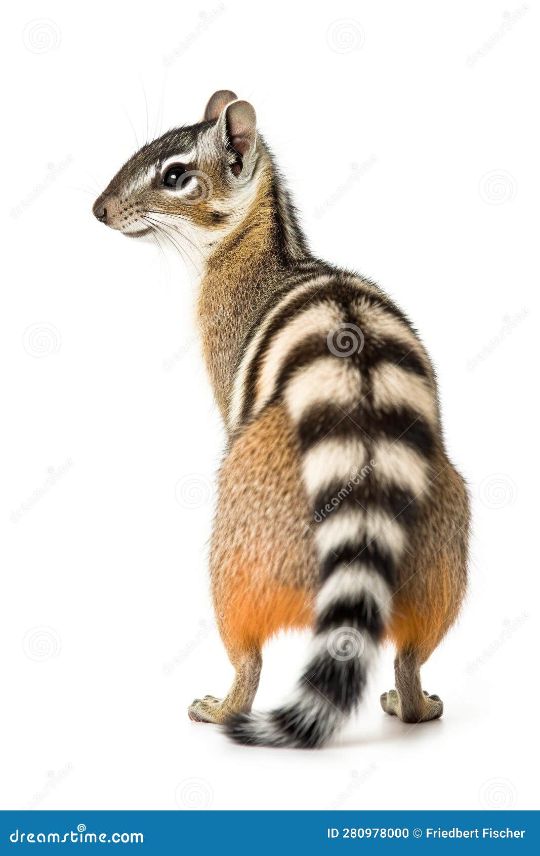 A Small Striped Animal Standing on a White Surface. Generative AI Image ...