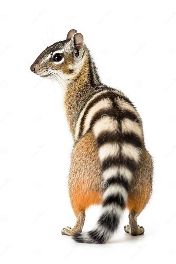 A Small Striped Animal Standing on a White Surface. Generative AI Image ...