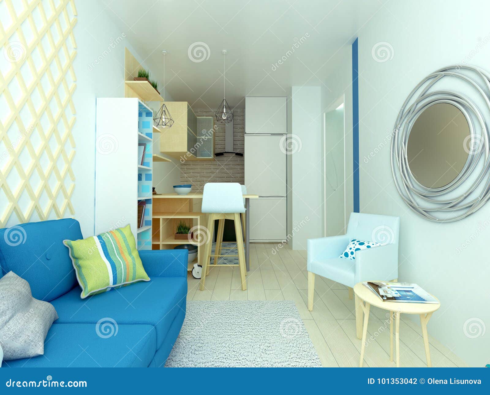 Small Studio Apartment Cartoon Vector Plan | CartoonDealer.com #143883801