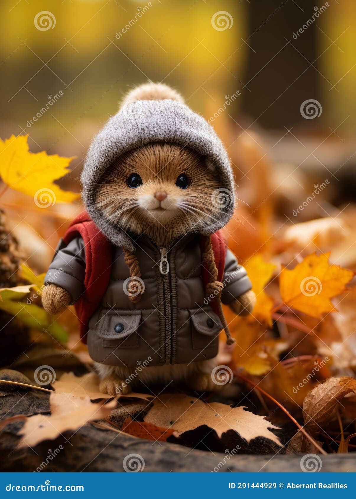 A Small Stuffed Animal Wearing a Jacket and Hat Stock Illustration ...