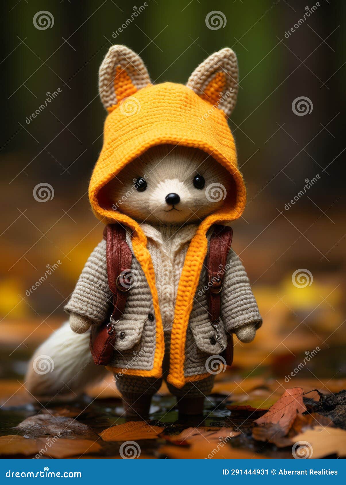 A Small Stuffed Animal Wearing a Jacket and Hat Stock Illustration ...