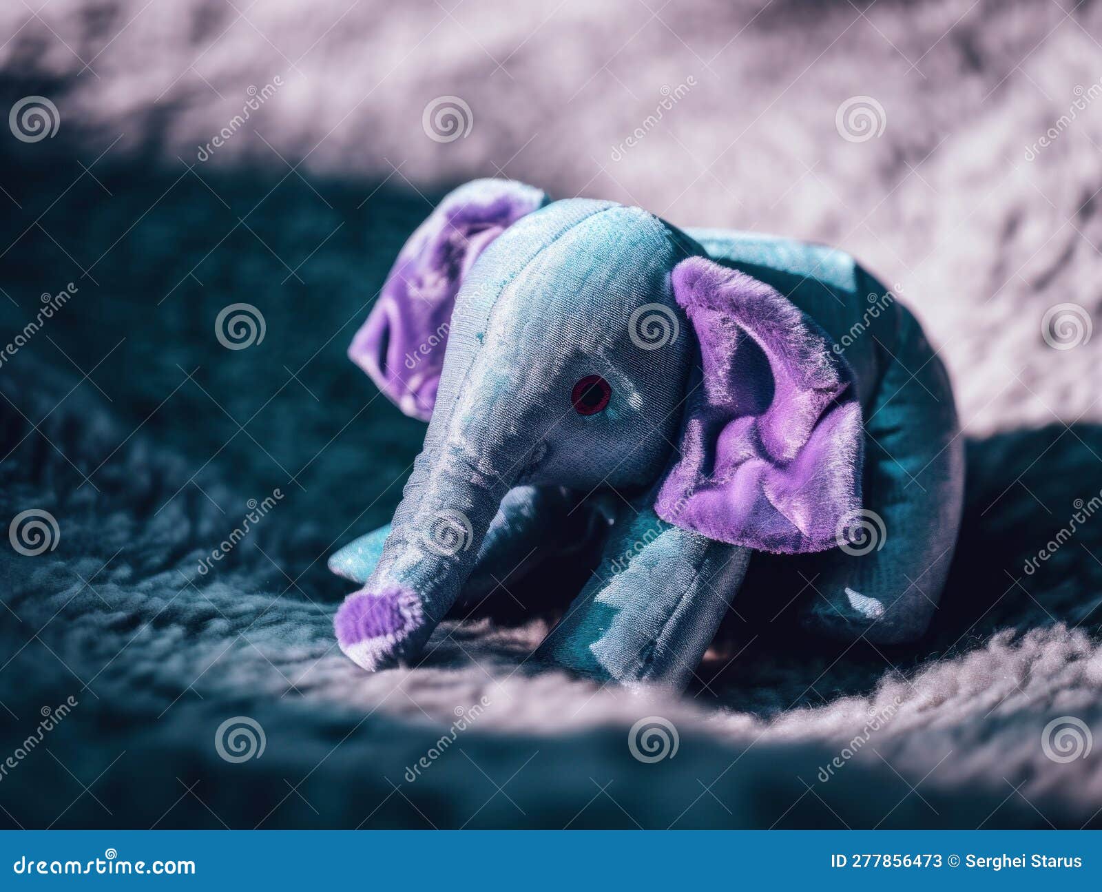 A Small Stuffed Elephant Laying on a Blanket. Generative AI Image ...