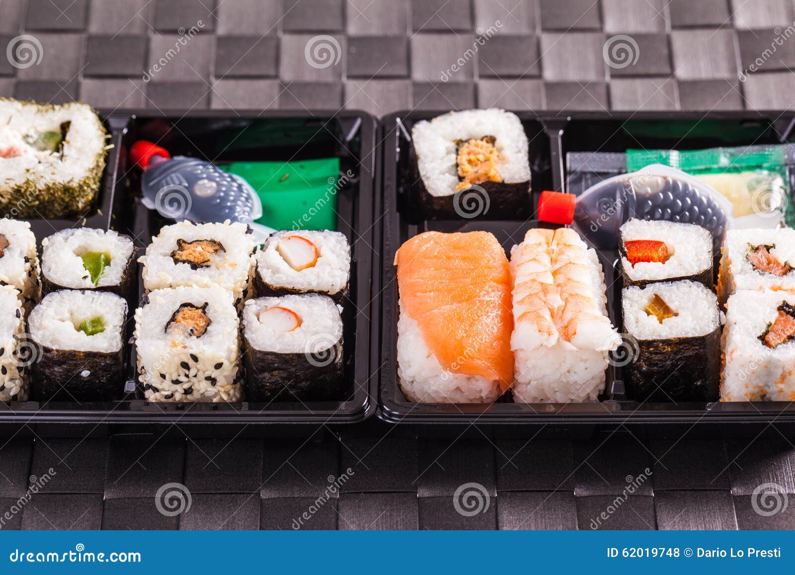 Small sushi boxes stock photo. Image of black, bento - 62019748