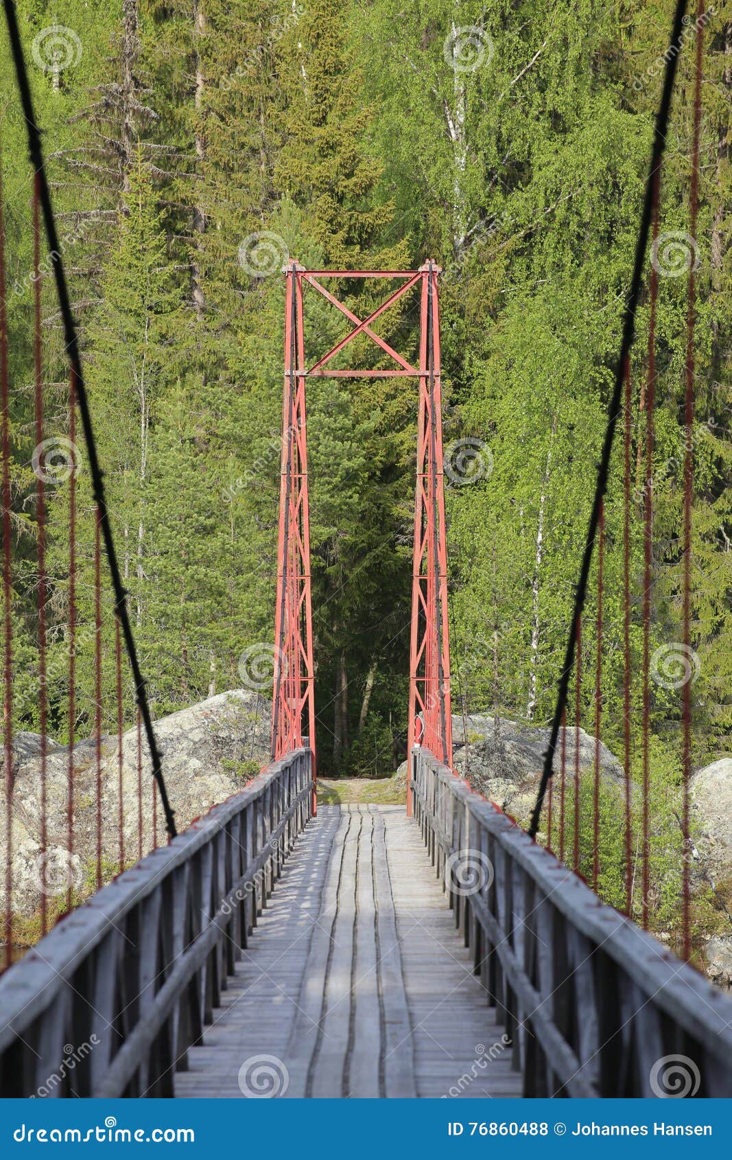 Small Suspension Bridge in Jaemtland in Sweden Stock Photo - Image of ...