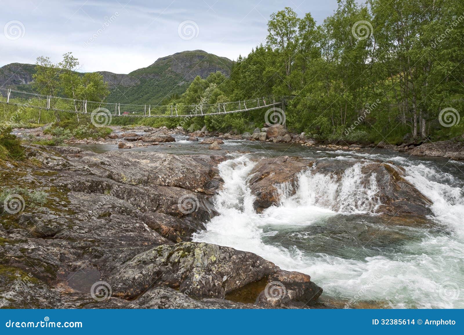 Small Suspension Bridge stock photo. Image of wire, blue - 32385614