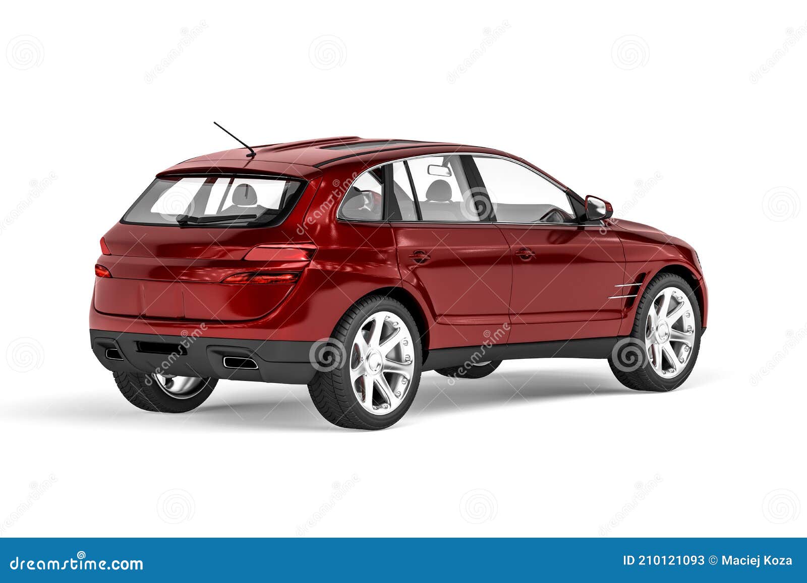 Small SUV Car in Metallic Red Isolated on a White Background - Rear ...