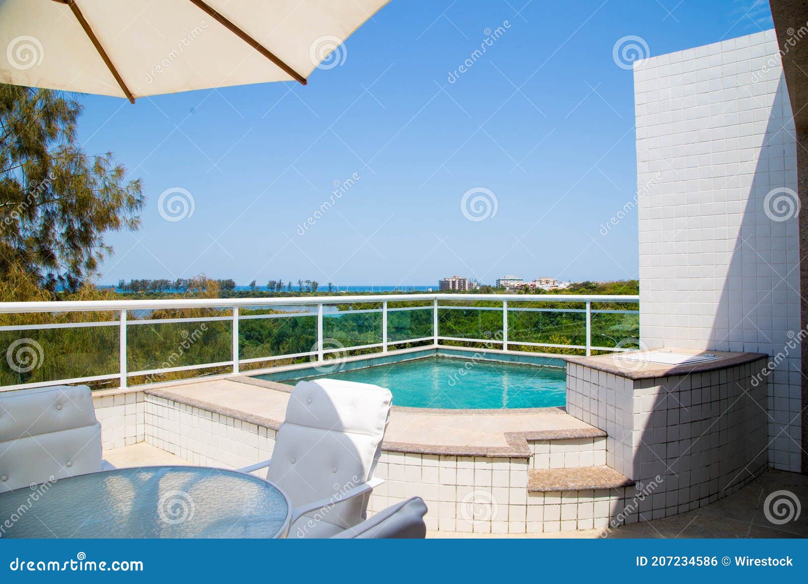 Small Swimming Pool in a Balcony of a Hotel Stock Photo - Image of ...