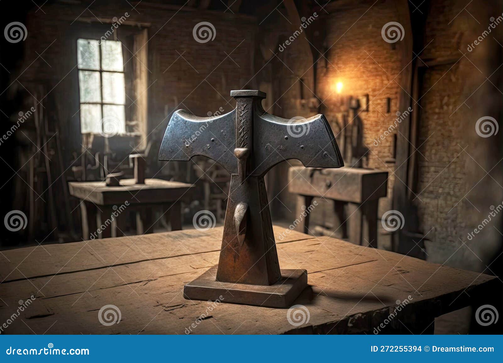 Small T-shaped Anvil Stands on Stand in Old Blacksmith Shop Stock Photo ...