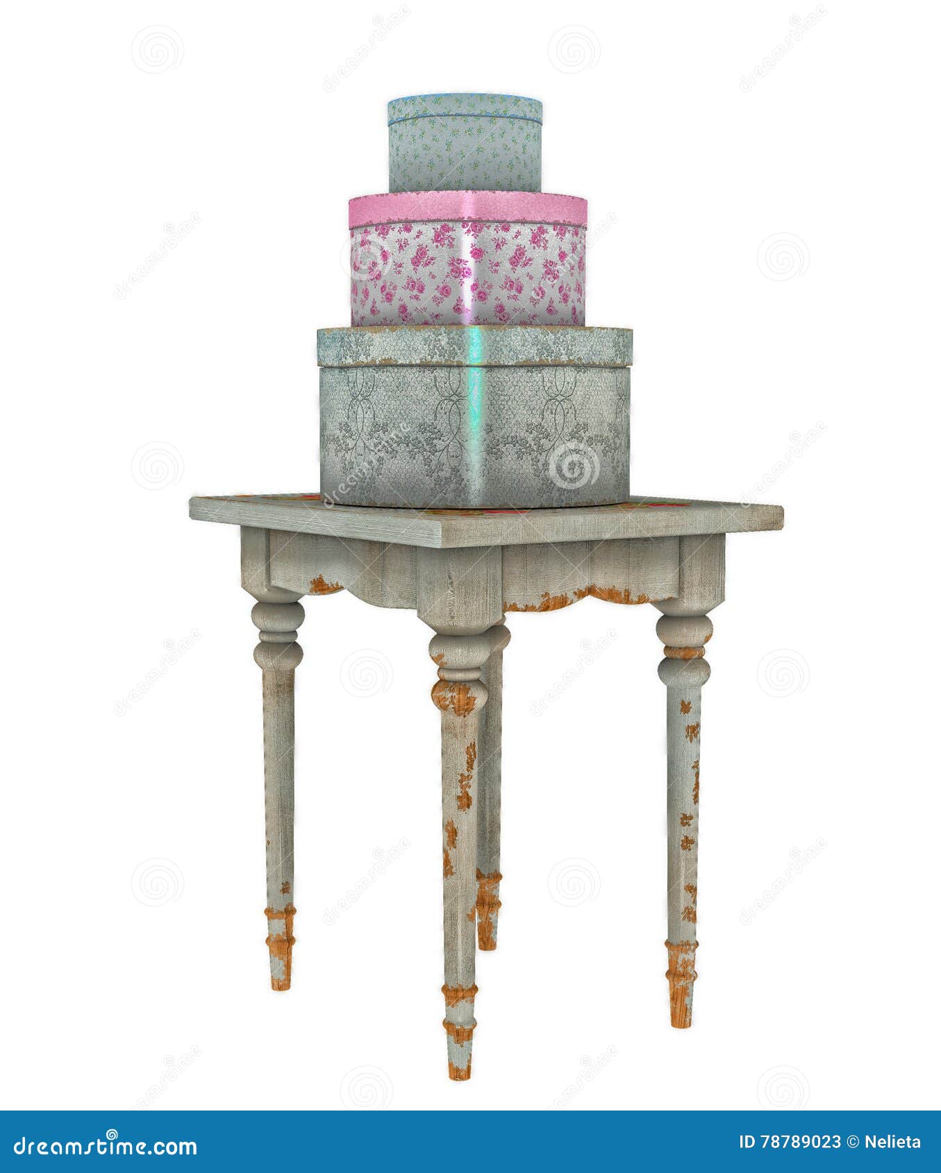 Small table with boxes stock illustration. Illustration of render ...