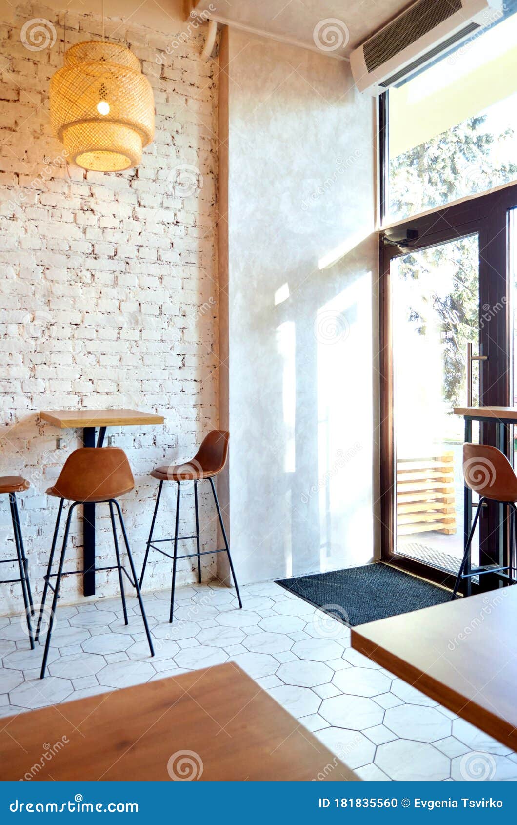 A small table in a cafe. stock photo. Image of club - 181835560