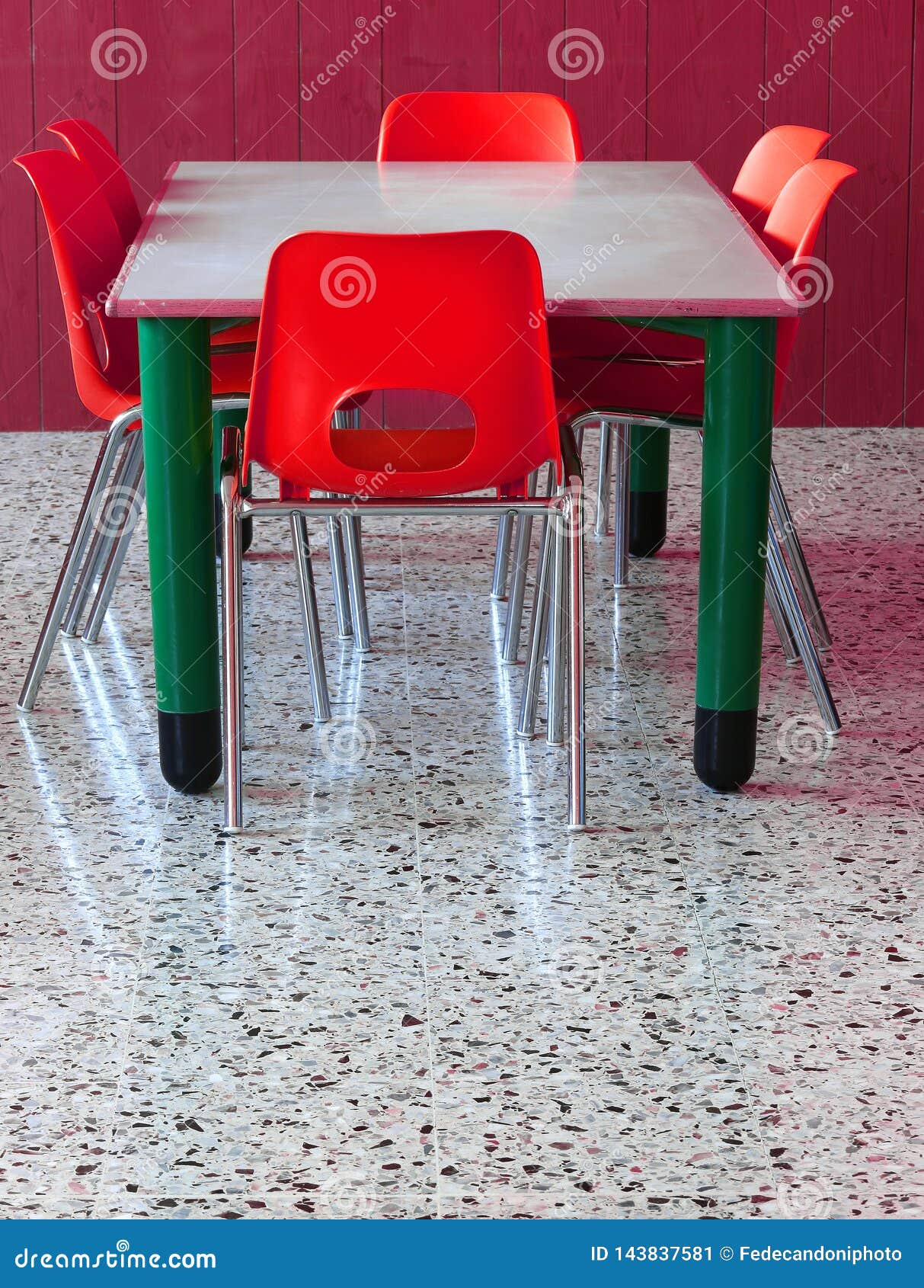 Small Table and Yellow Chairs in the Classroom Stock Image - Image of ...