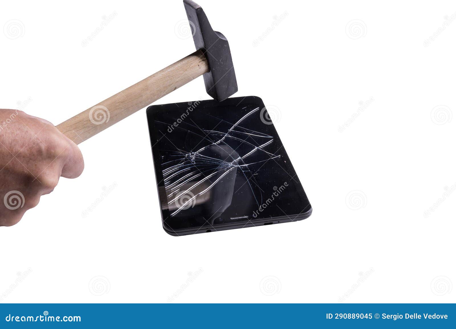 A Small Tablet with a Broken Screen Stock Image - Image of repair ...