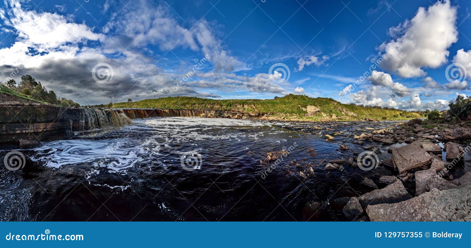 A Small Taiga Waterfall. Forest River Stock Image - Image of nature ...