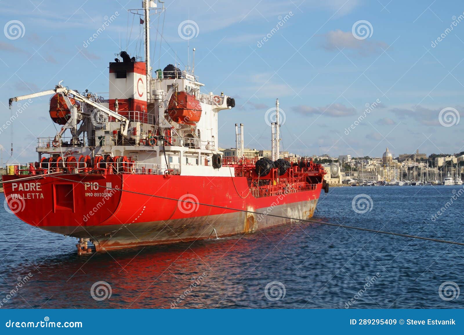Small Tanker Ship in the Grand Harbor Editorial Stock Image - Image of ...