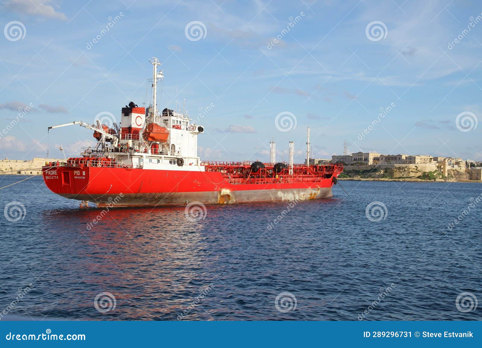 Small Tanker Ship in the Grand Harbor Stock Image - Image of water ...